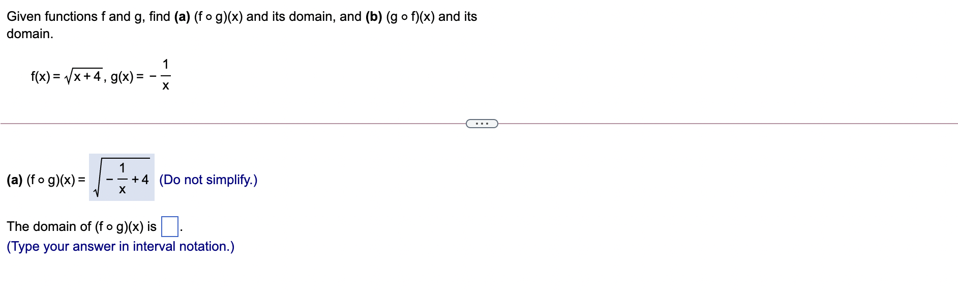 Solved Given functions f and g, find (a) (fog)(x) and its | Chegg.com