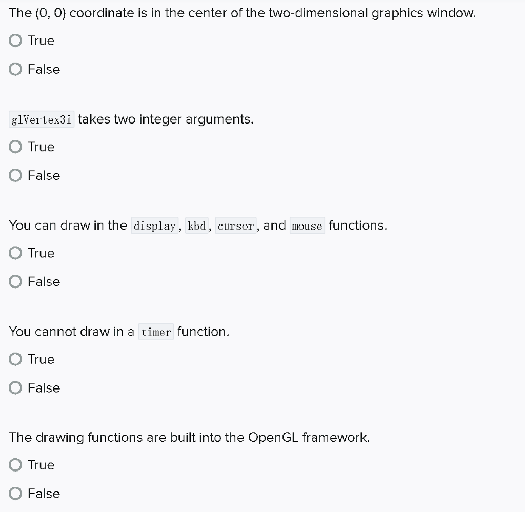 Solved Q14 5 Points Answer the following true/false | Chegg.com
