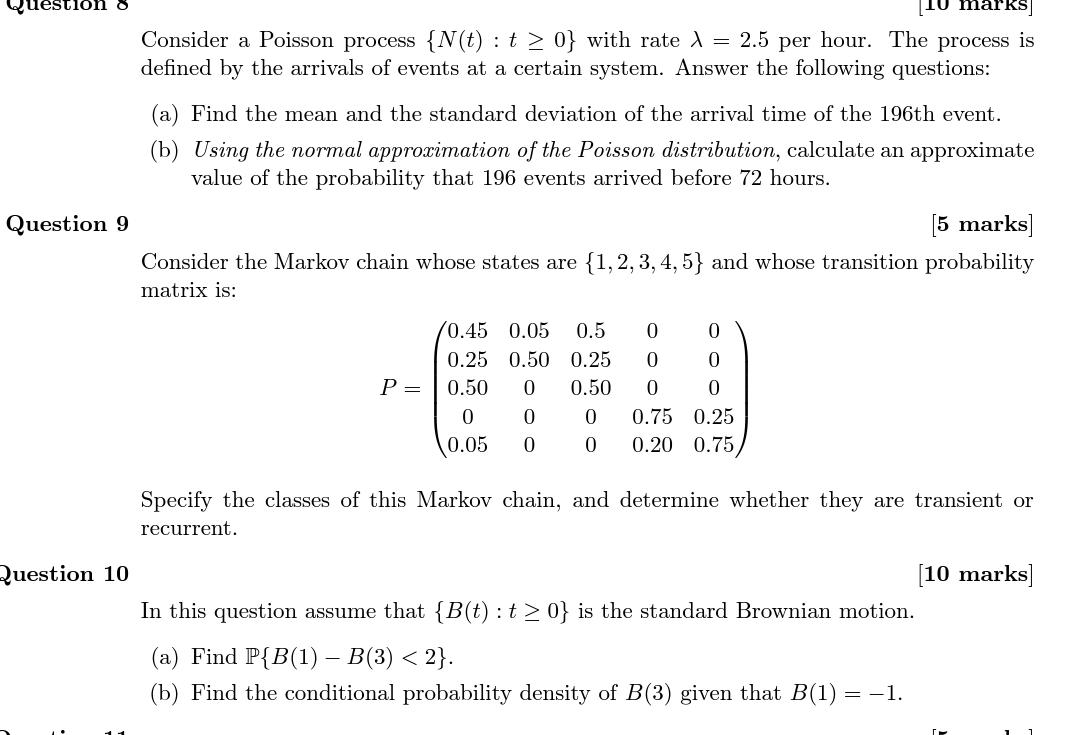 Solved Consider a Poisson process {N(t):t≥0} with rate λ=2.5 | Chegg.com