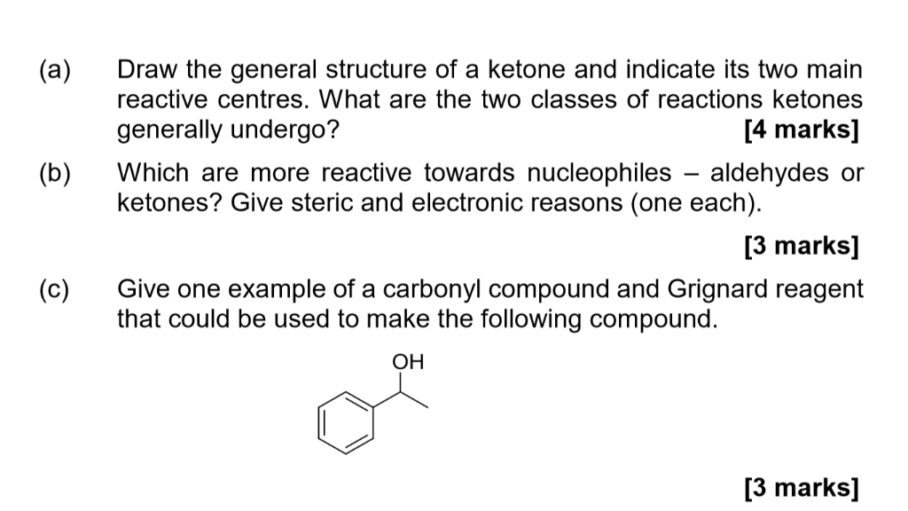 Draw the general structure of a ketone and indicate | Chegg.com