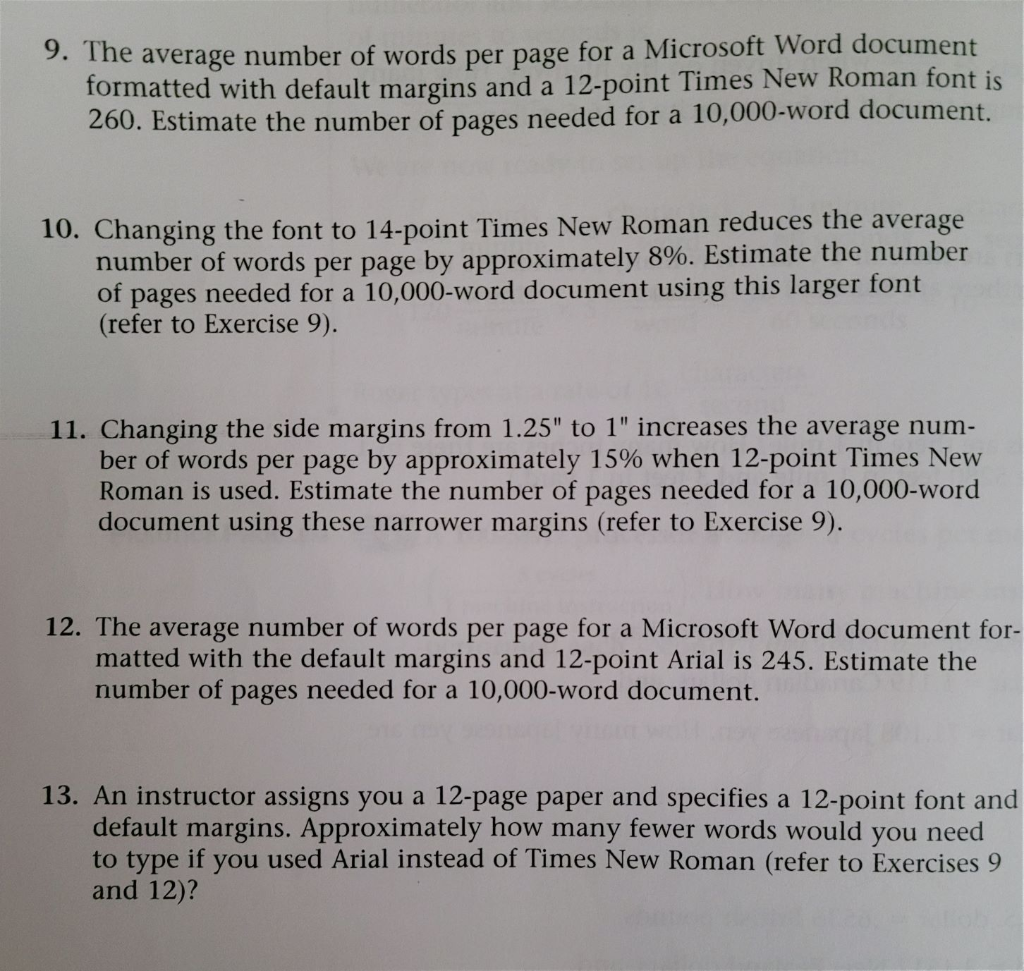 Solved 9 The Average Number Of Words Per Page For A Chegg