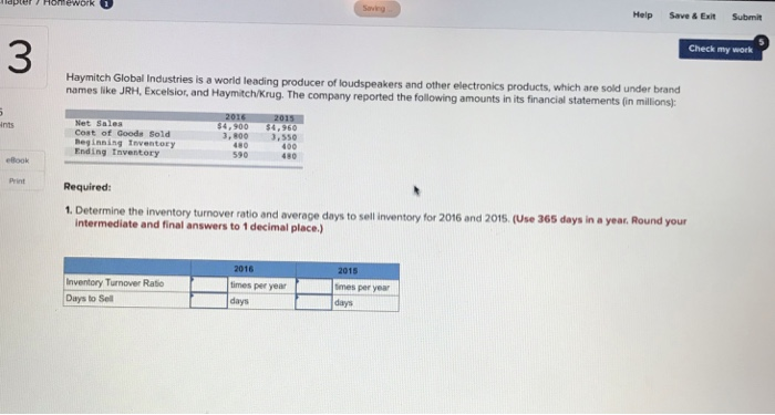 Solved Help Save & Exit Submit Chapter 7 Homework Check my | Chegg.com