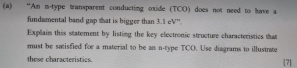 Solved "An n-type transparent conducting oxide (TCO) does | Chegg.com