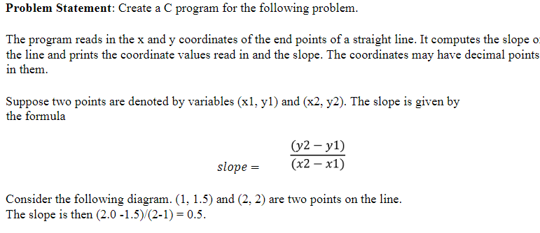 Solved Problem Statement: Create a C program for the | Chegg.com