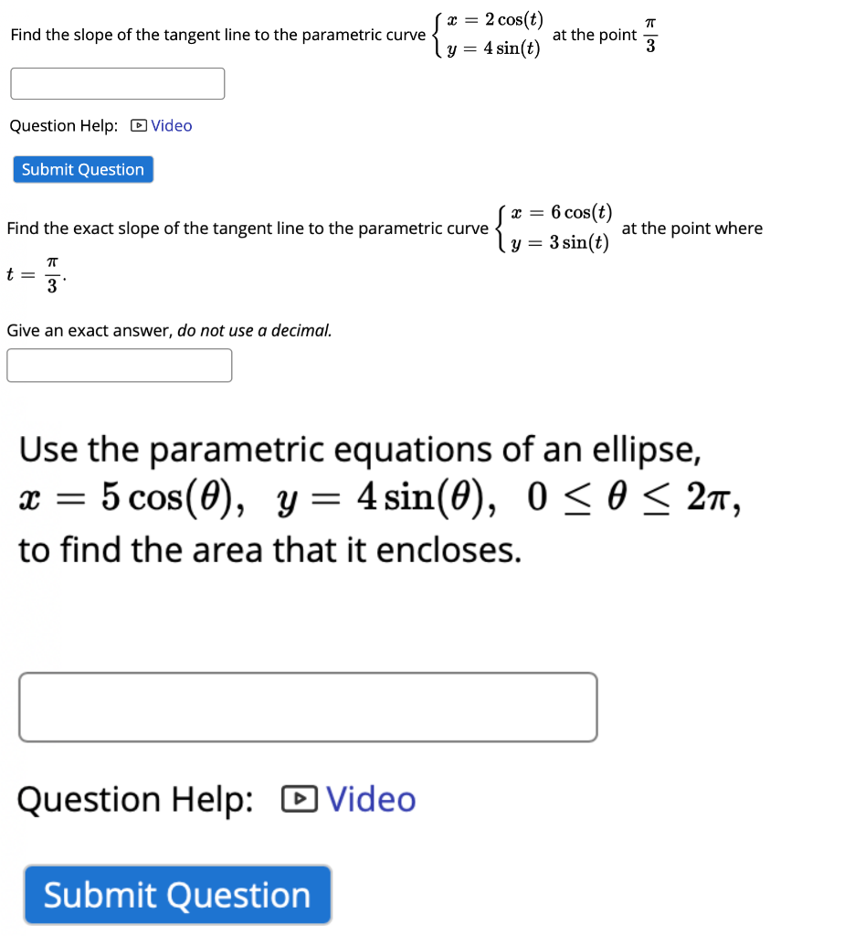 Solved Find the slope of the tangent line to the parametric | Chegg.com