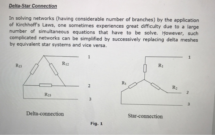 Solved Part 1 Delta-Star Connection: 1. By using delta-star | Chegg.com
