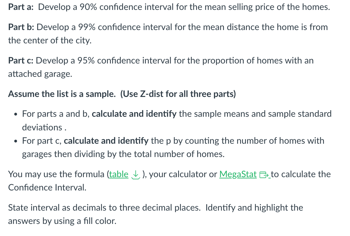 Solved Part a: Develop a 90% confidence interval for the | Chegg.com