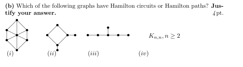 Solved (b) Which of the following graphs have Hamilton | Chegg.com