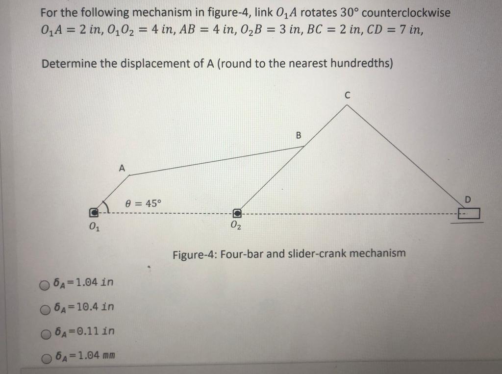 Solved For the following mechanism in figure-4, link 0 A | Chegg.com