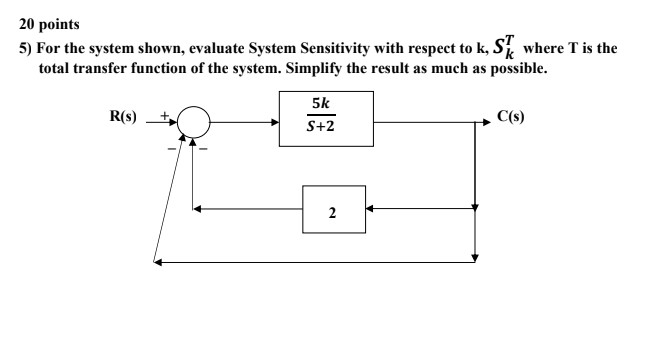 Solved 20 points 5) For the system shown, evaluate System | Chegg.com