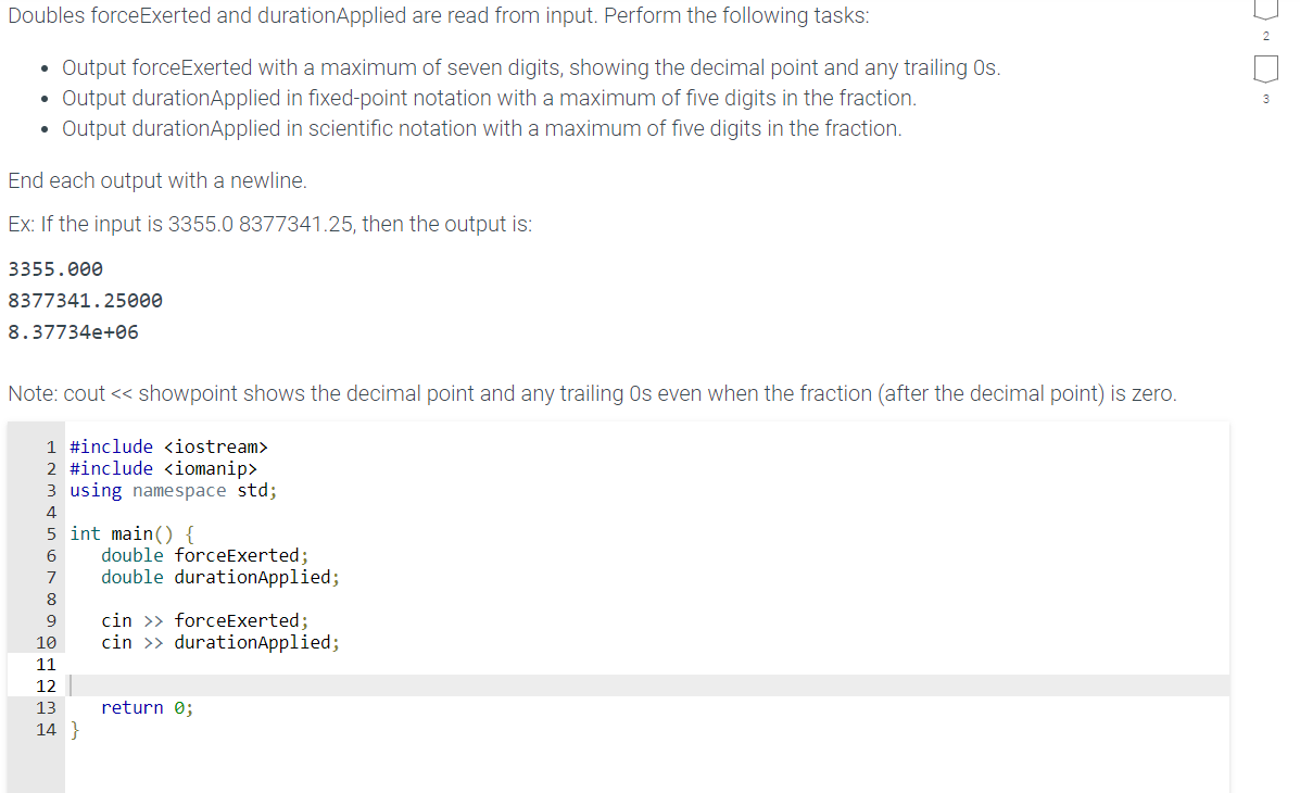 Solved Doubles forceExerted and durationApplied are read | Chegg.com