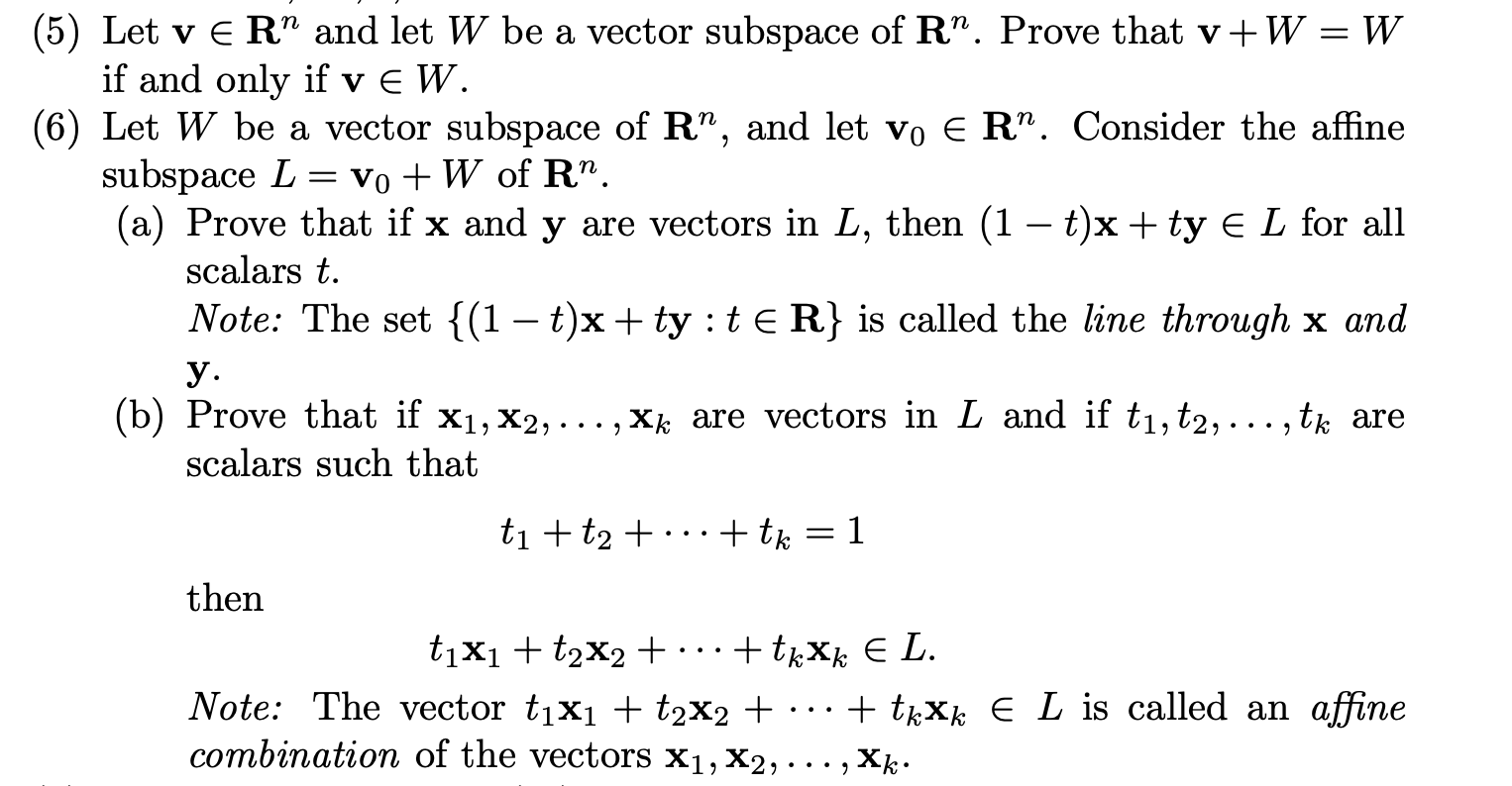 Solved (1) In the vector space R², draw the vector subspace | Chegg.com