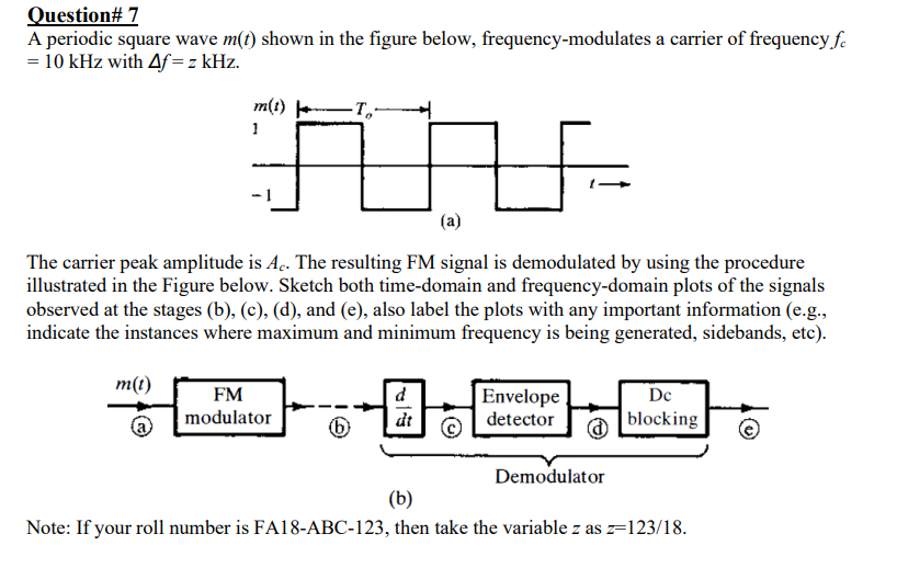 Solved Question# 7 A periodic square wave m(t) shown in the | Chegg.com