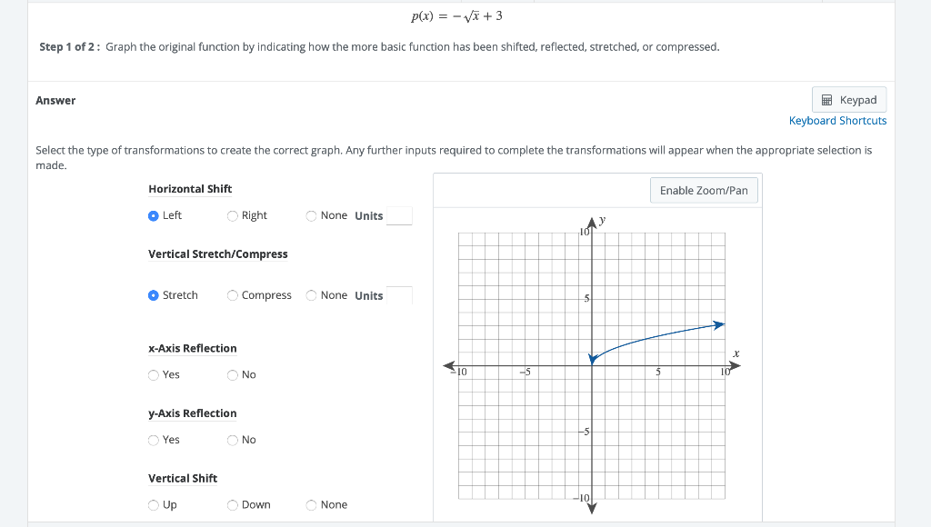 Solved p(x) = -x +3 Step 1 of 2: Graph the original function | Chegg.com