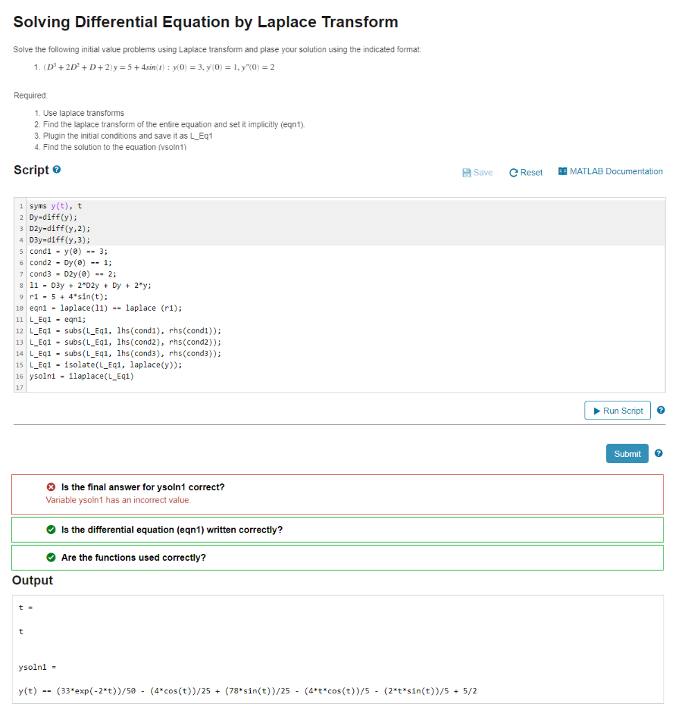 Solved Solving Differential Equation by Laplace Transform | Chegg.com
