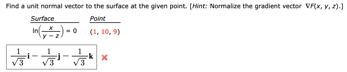 Solved Find a unit normal vector to the surface at the given | Chegg.com