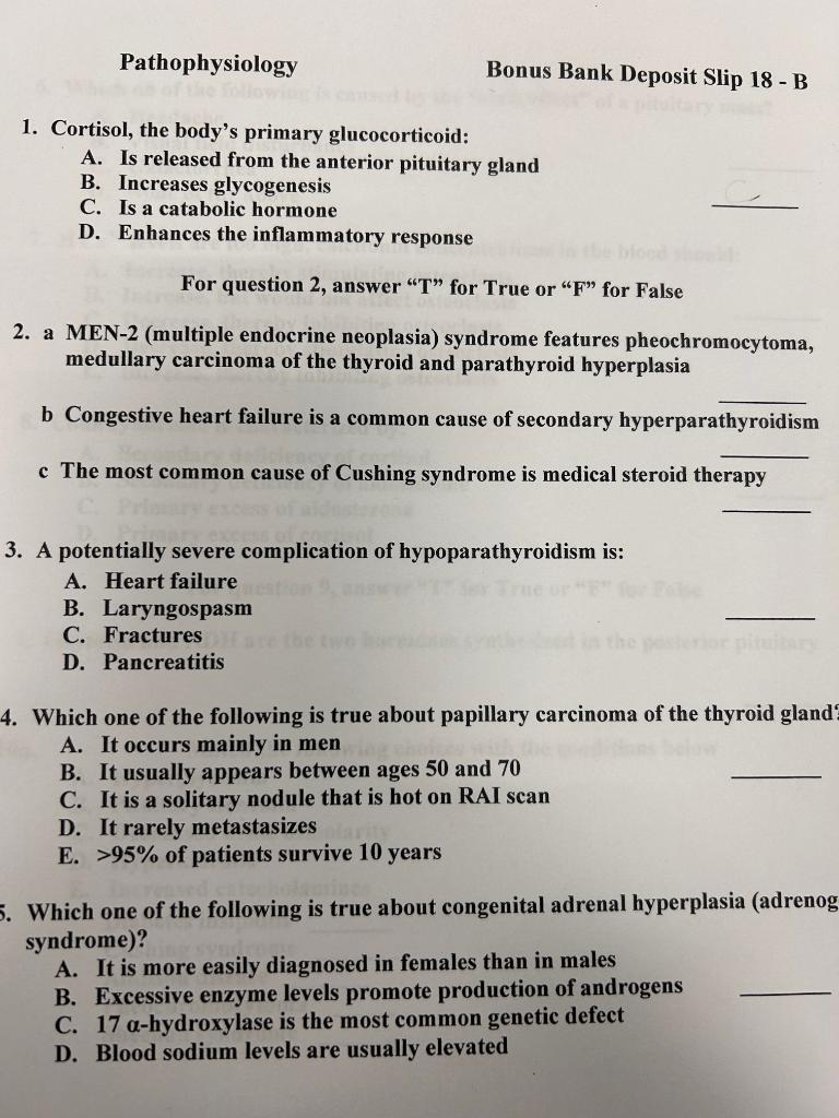 Solved 1. Cortisol, the body's primary glucocorticoid: A. Is | Chegg.com
