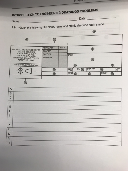 Solved INTRODUCTION TO ENGINEERING DRAWINGS PROBLEMS Date | Chegg.com