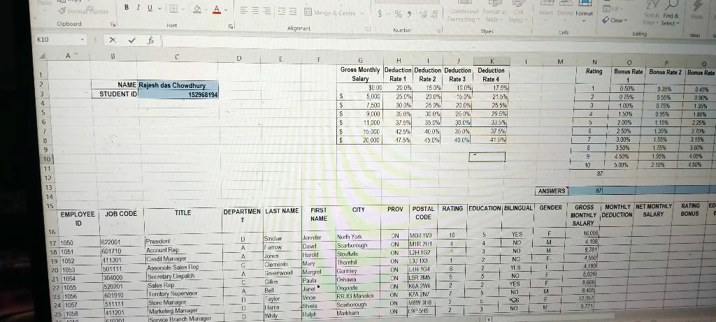 Solved In cell O17: Use the VLOOKUP function to return the | Chegg.com