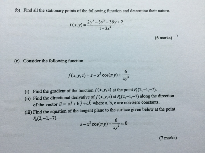 Solved (b) Find all the stationary points of the following | Chegg.com
