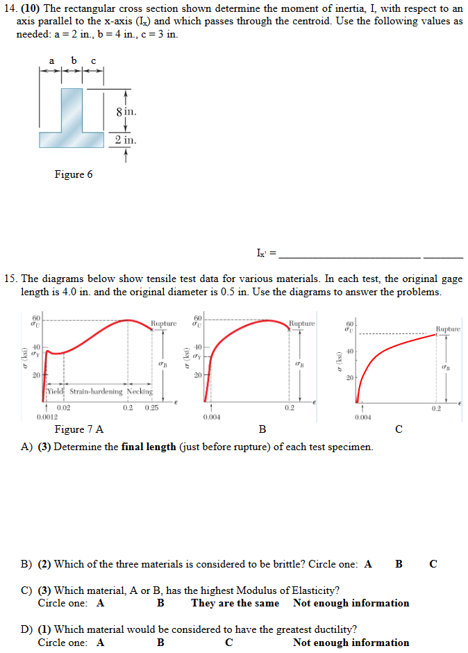 Solved 14. (10) The rectangular cross section shown | Chegg.com