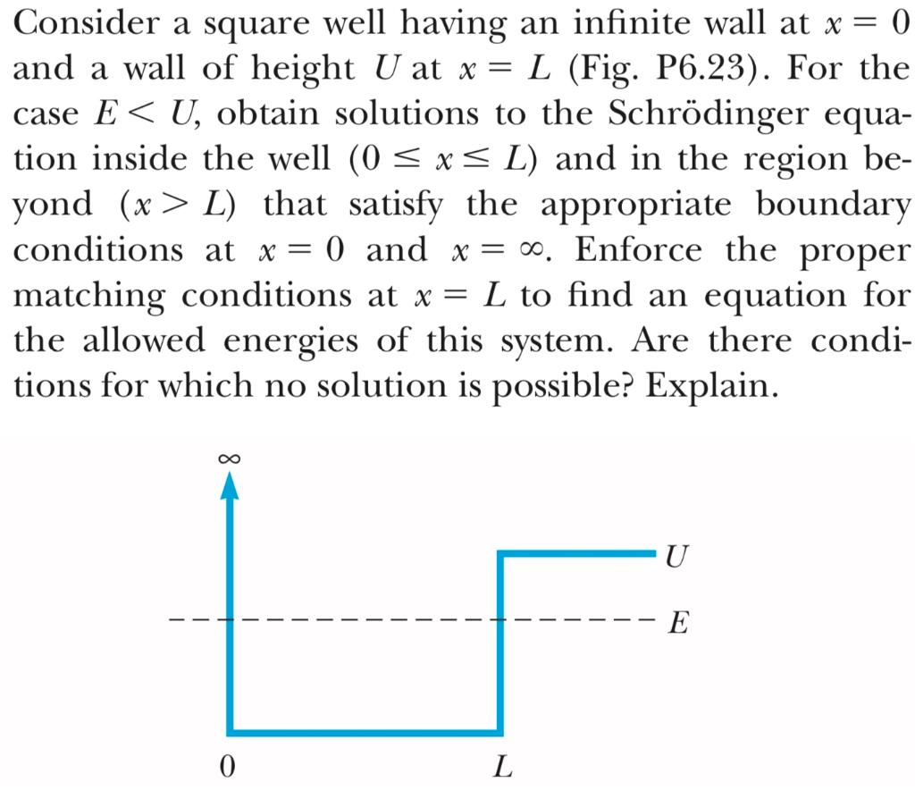 Solved Consider a square well having an infinite wall at x = | Chegg.com