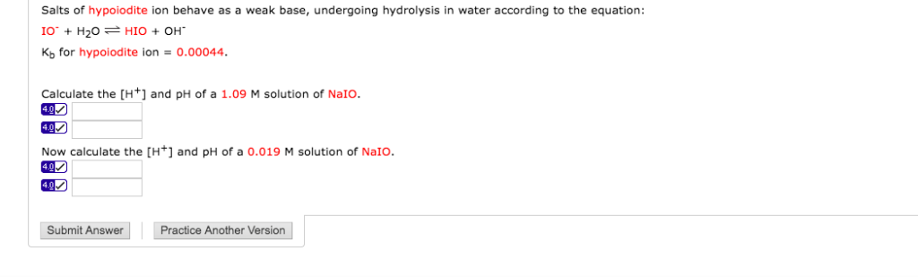 Solved Salts of hypoiodite ion behave as a weak base, | Chegg.com