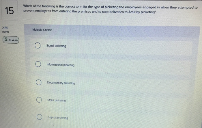 Solved 15 Required information [Employee Picketing] Amir | Chegg.com