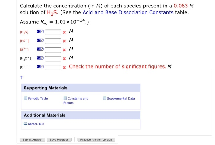 Calculate the concentration (in M) of each species | Chegg.com
