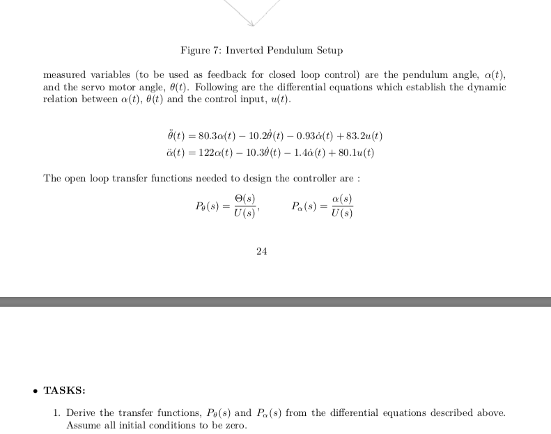 Solved Figure 7: Inverted Pendulum Setup measured variables | Chegg.com