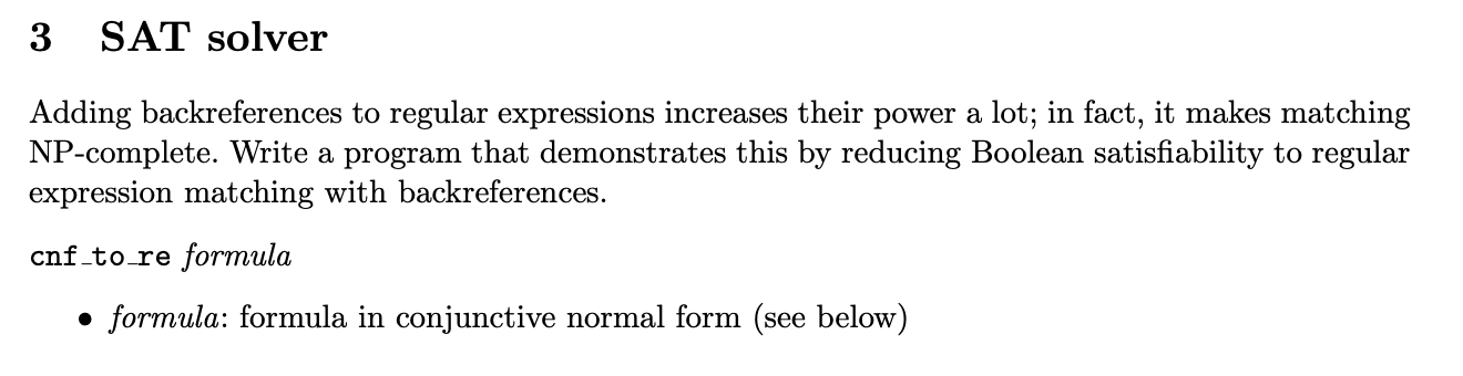 Solved 3 SAT solver Adding backreferences to regular | Chegg.com
