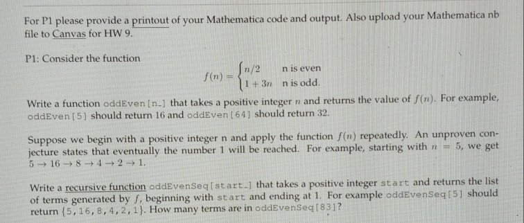 Solved For Pl Please Provide A Printout Of Your Mathematica