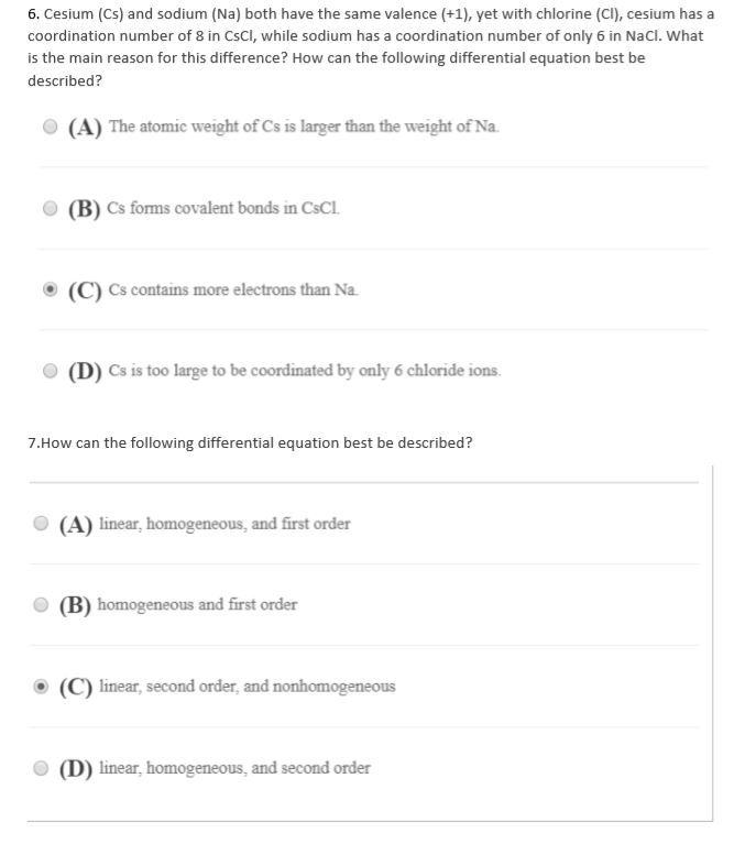 Solved 6. Cesium (Cs) and sodium (Na) both have the same | Chegg.com