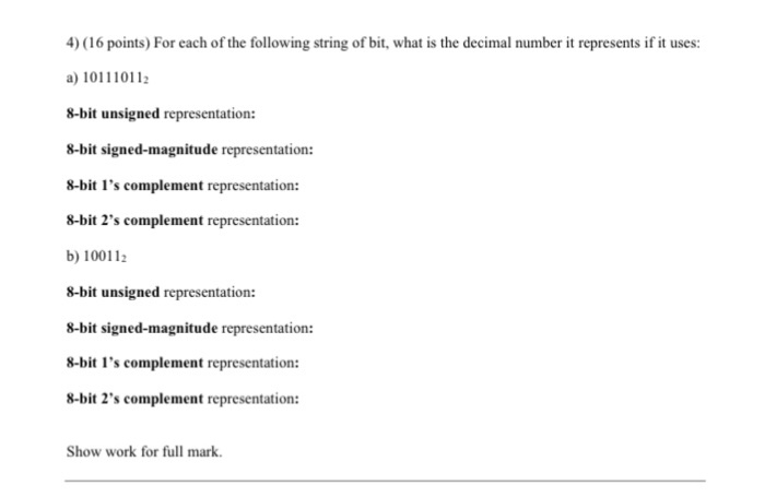 Solved 4) (16 points) For each of the following string of | Chegg.com