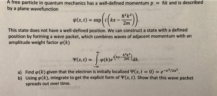 Solved A free particle in quantum mechanics has a | Chegg.com