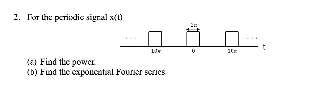 Solved 2. For the periodic signal x(t) (a) Find the power. | Chegg.com