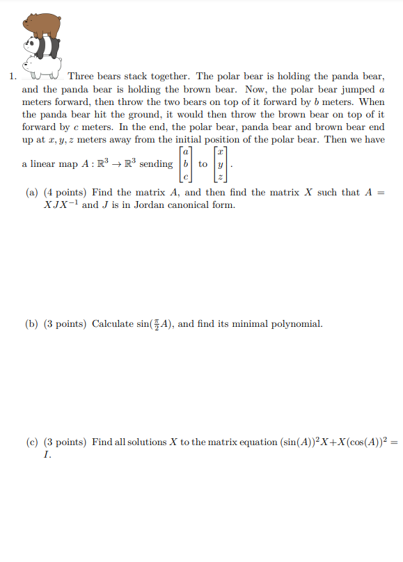 Solved Three bears stack together. The polar bear is holding | Chegg.com