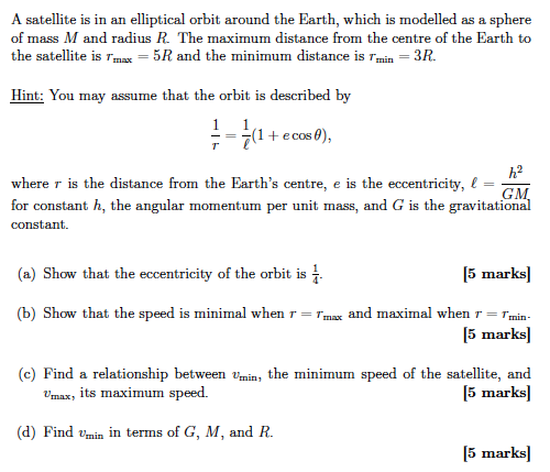 Solved A satellite is in an elliptical orbit around the | Chegg.com