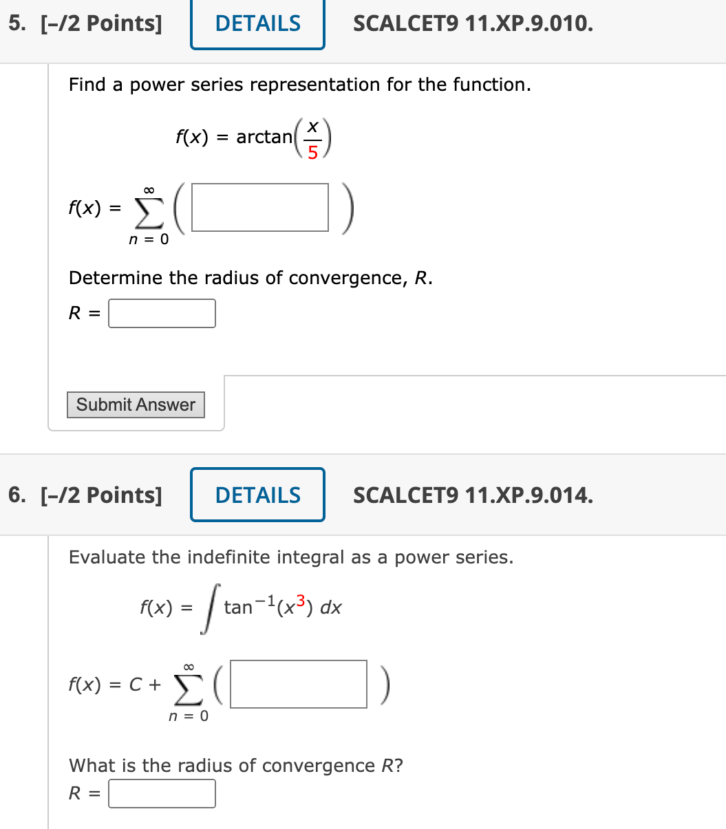 5. [-/2 Points] SCALCET9 11.XP.9.010. Find a power | Chegg.com