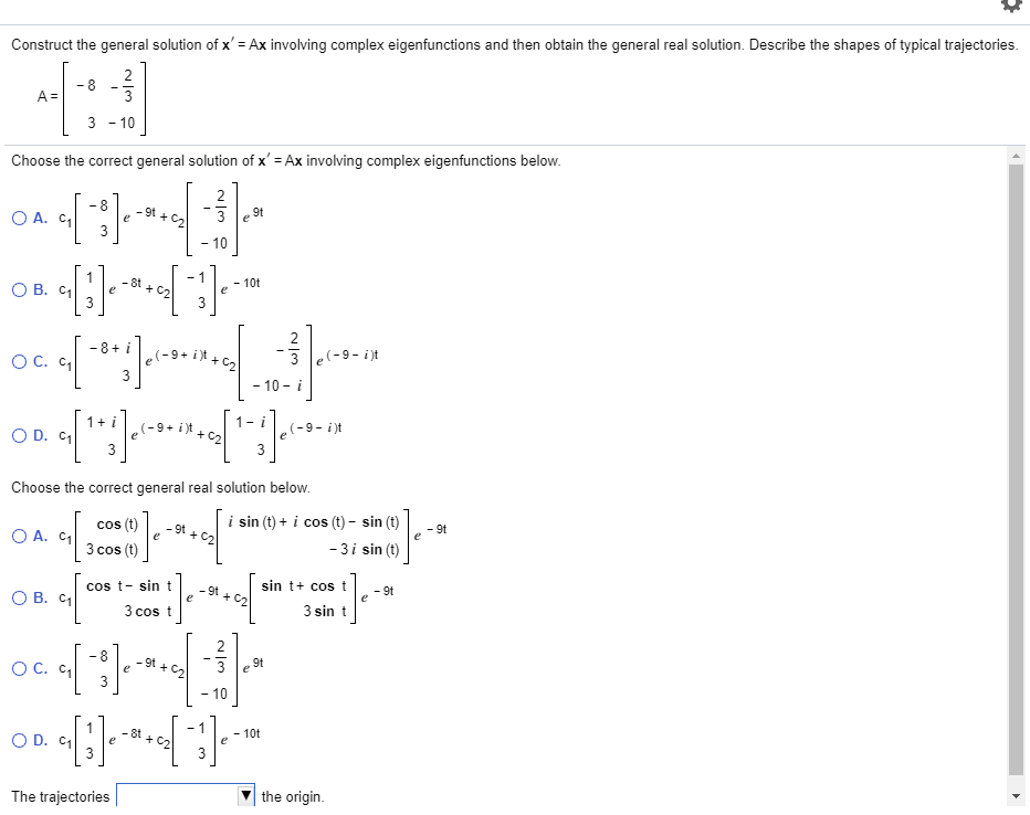 Solved Construct the general solution of x' Ax involving | Chegg.com
