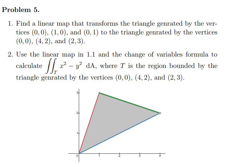 Solved 1. Find a linear map that transforms the triangle | Chegg.com