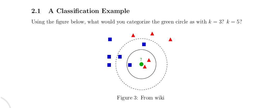 Solved 2.1 A Classification Example Using the figure below, | Chegg.com