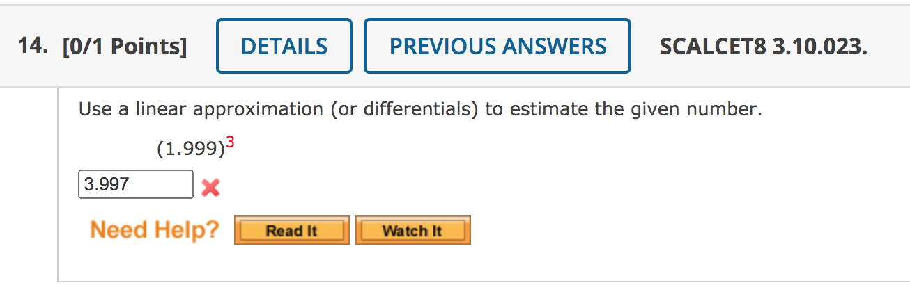 Solved 14. [0/1 Points] DETAILS PREVIOUS ANSWERS SCALCET8 | Chegg.com