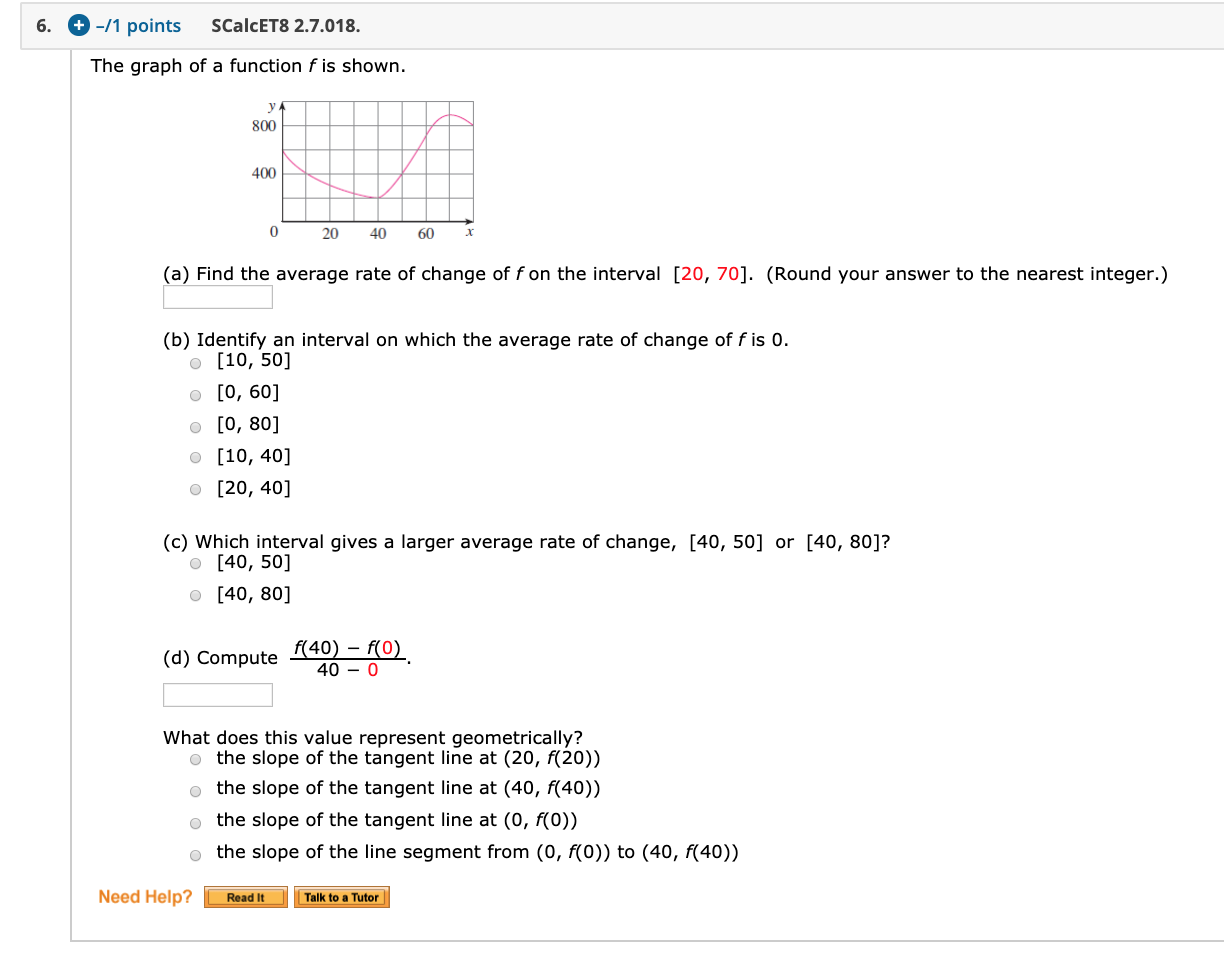 Solved 6. -/1 points ScalcET8 2.7.018. The graph of a | Chegg.com