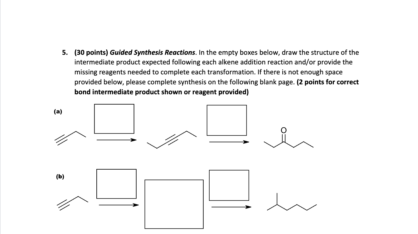 Solved ( 30 ﻿points) ﻿Guided Synthesis Reactions. In the | Chegg.com
