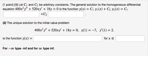 Solved (1 point) (1) Let C and C be arbitrary constants. The | Chegg.com