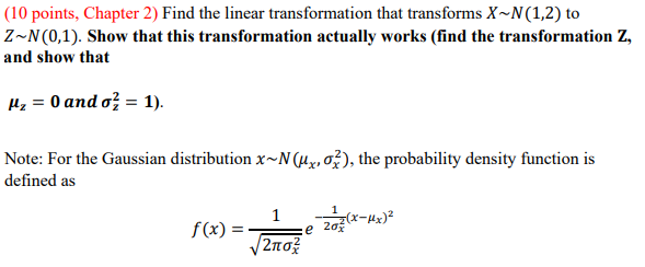 Solved (10 points, Chapter 2) Find the linear transformation | Chegg.com