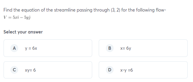 Solved Find The Equation Of The Streamline Passing Through