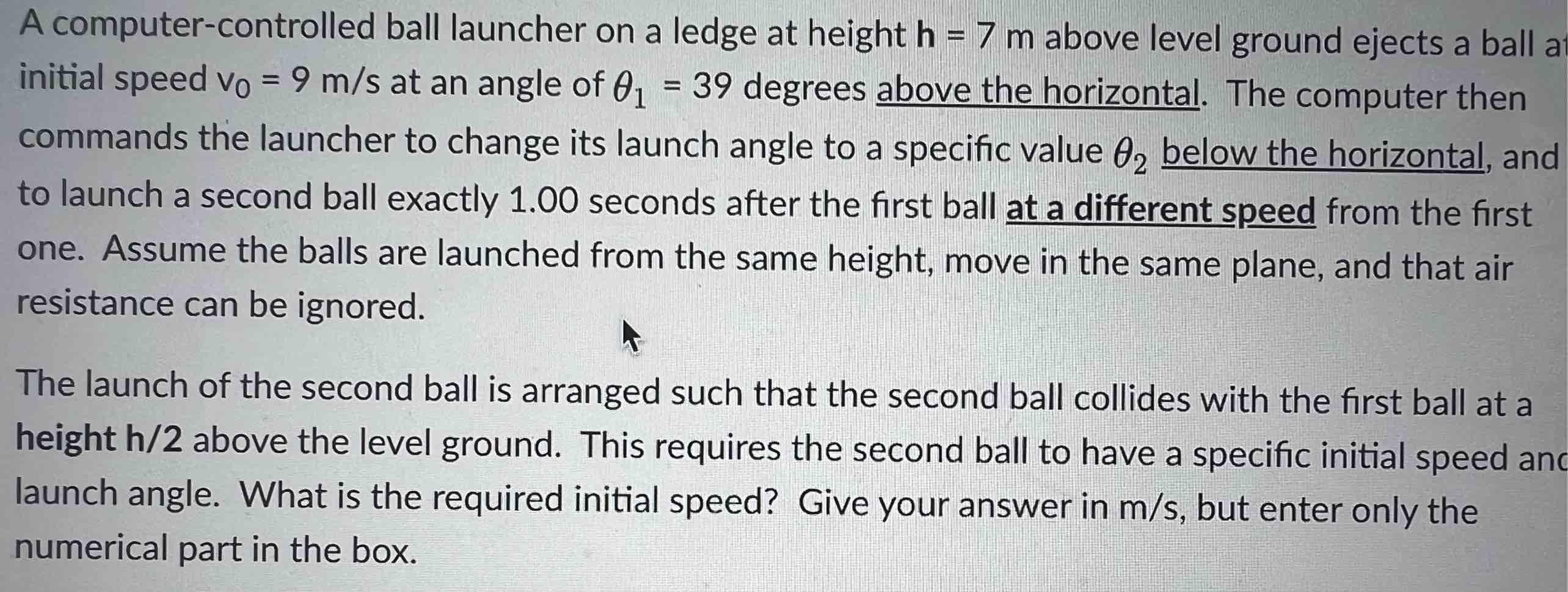 Solved A computer-controlled ball launcher on a ledge at | Chegg.com