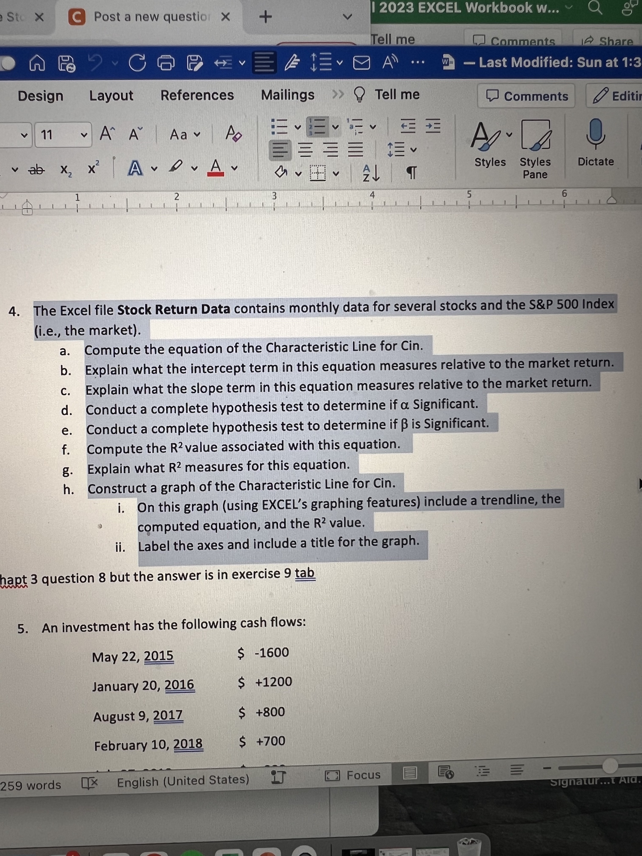Solved 4. The Excel file Stock Return Data contains monthly | Chegg.com